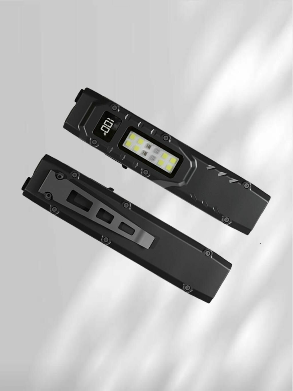 Портативный фонарик с прищепкой, Черный