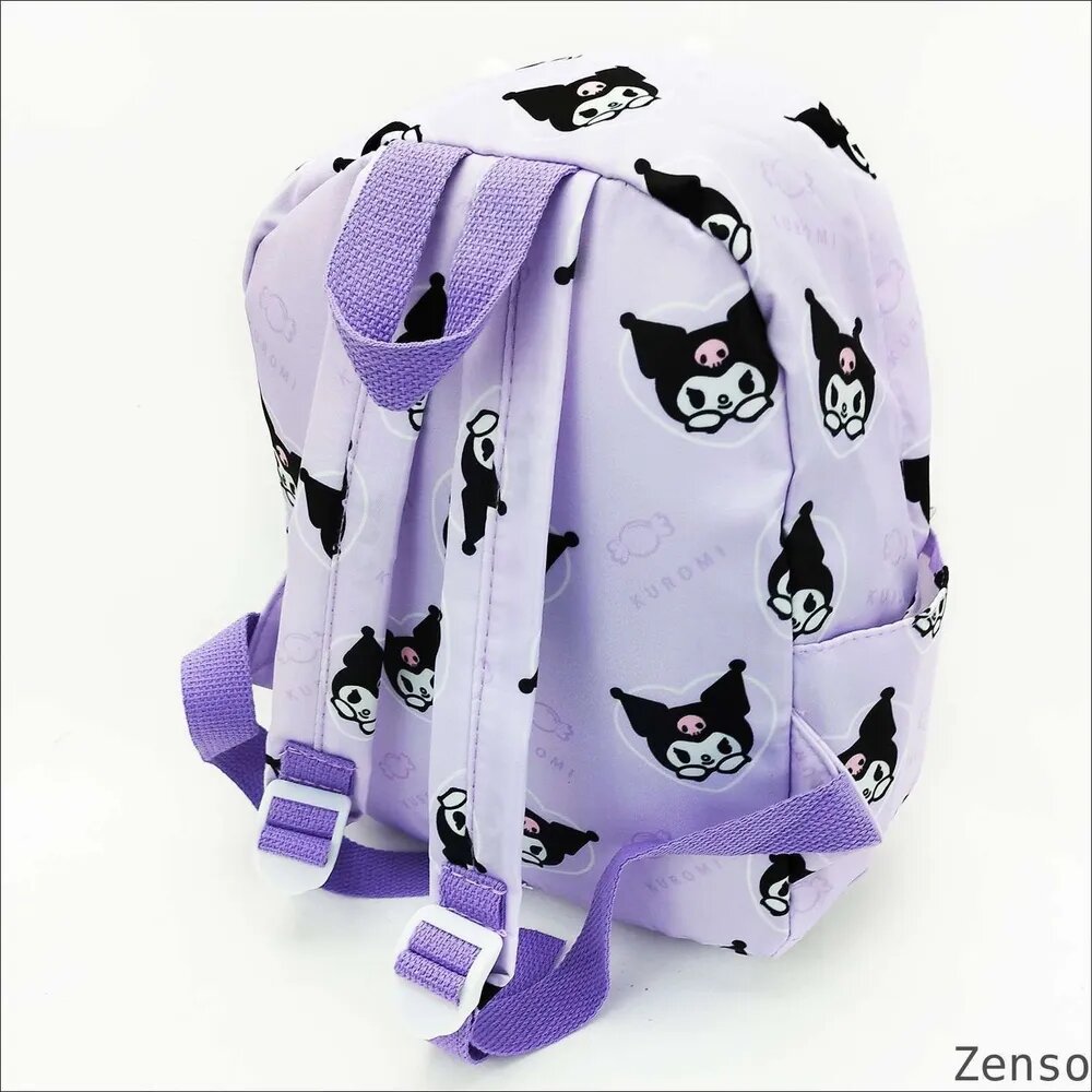 Детский рюкзак Kuromi с принтом, фиолетовый для девочек 3-5 лет, с мягкой игрушкой — фото 1