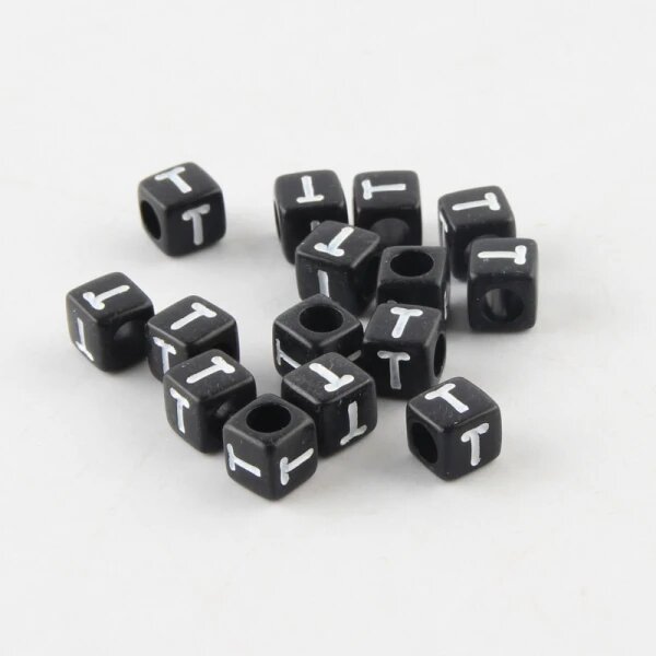 Квадратные акриловые бусины с буквами 6 х6 мм, черные и белые бусины алфавита для изготовления ювелирных изделий своими руками, серьги, ожерелья, браслета, амулетные аксессуары