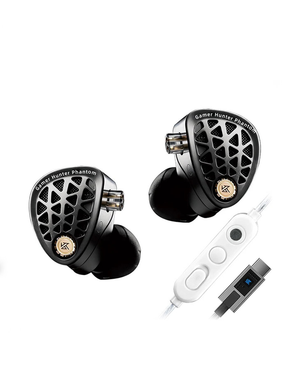 KZ Phantom USB Type-C с микрофоном, черный, проводные наушники