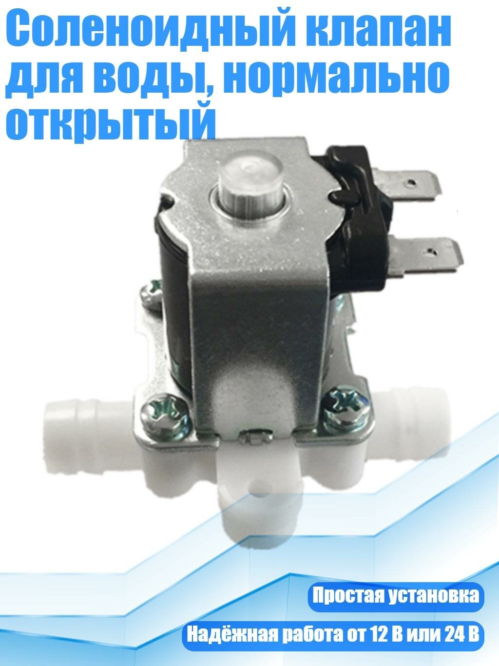 Соленоидный клапан для воды, нормально открытый, 12V