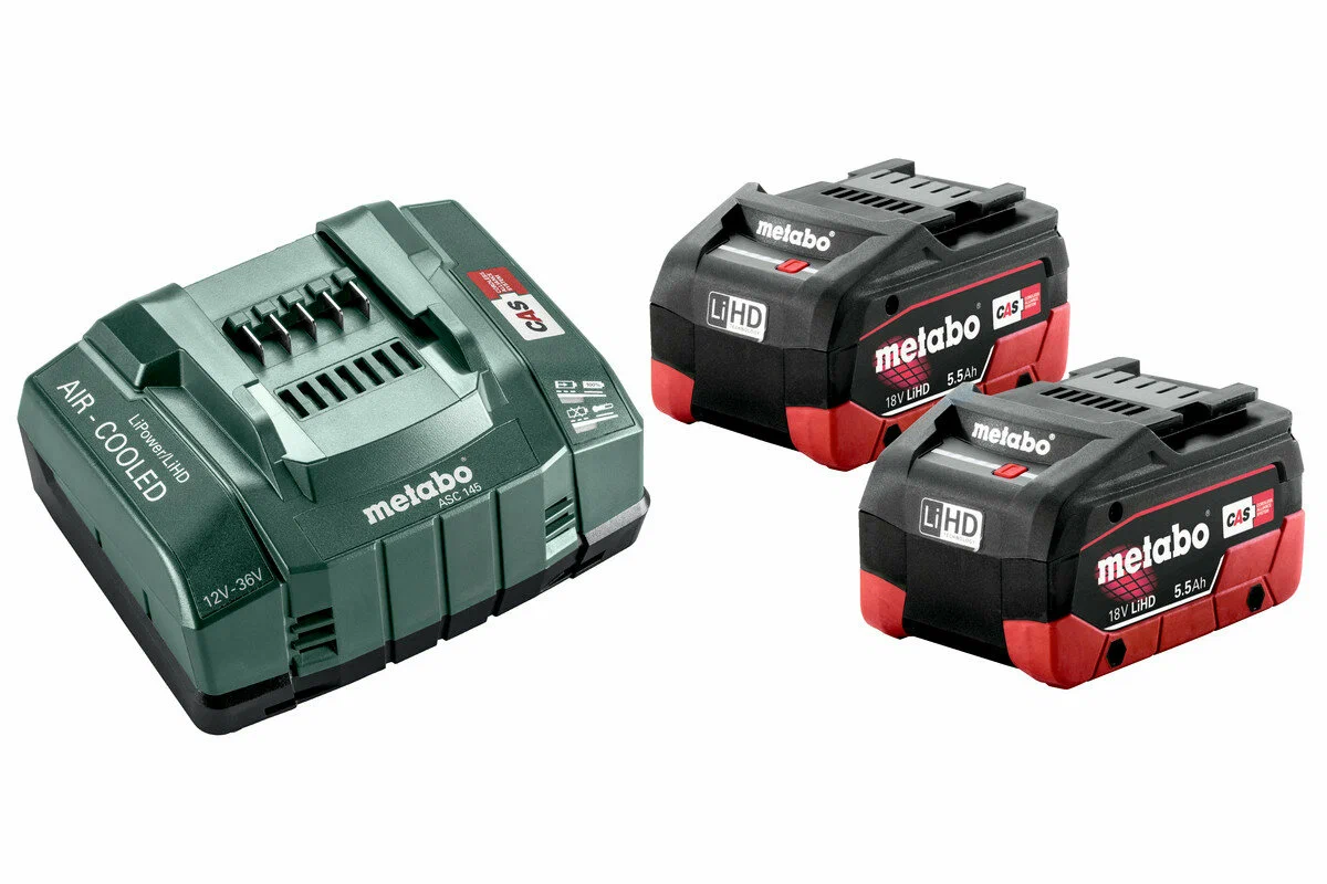 Набор аккумуляторный Metabo 2 аккумулятора LiHD 18 V/5.5 Ah + ЗУ ASC 55 685122000