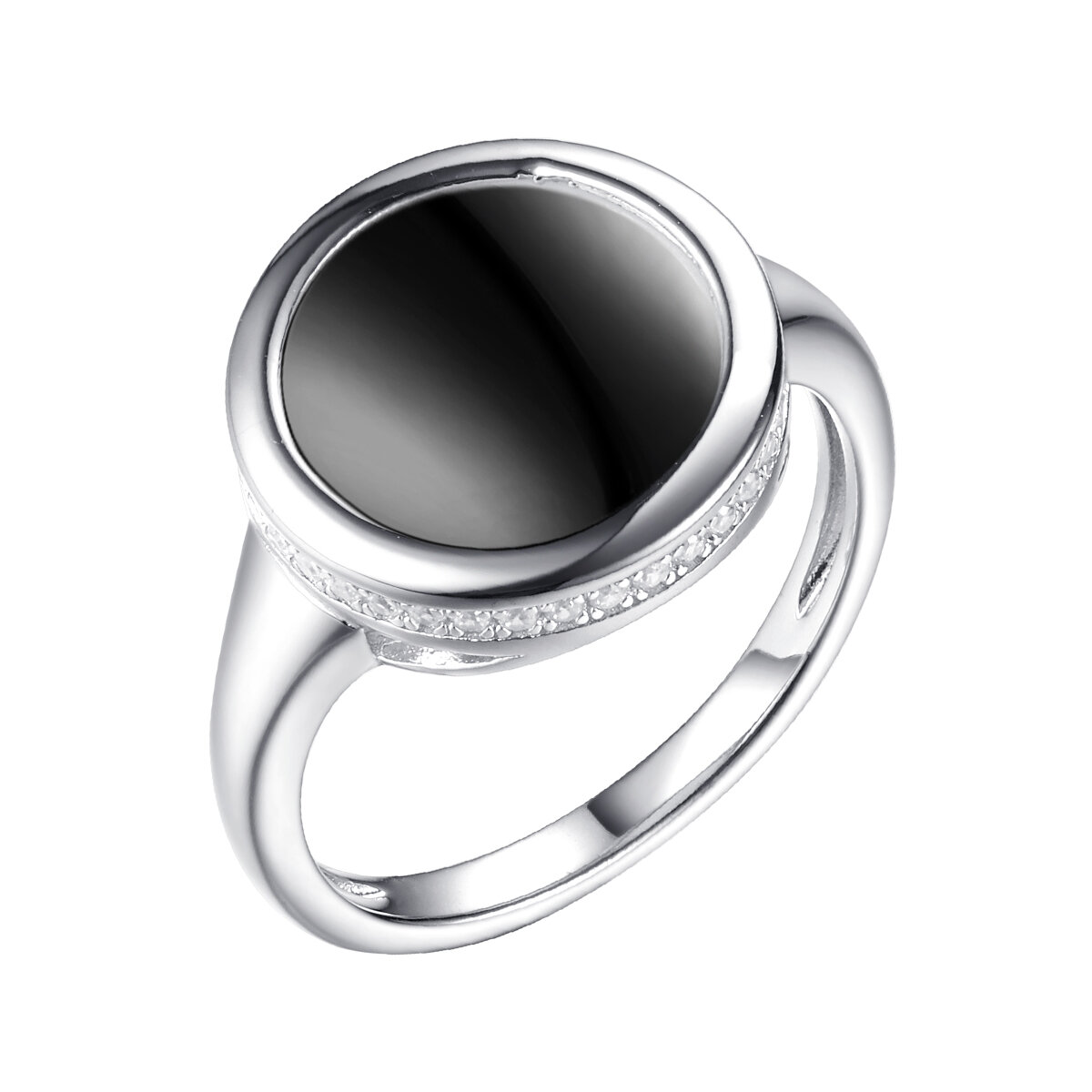 Кольцо, серебро, 925 проба, керамика, фианит