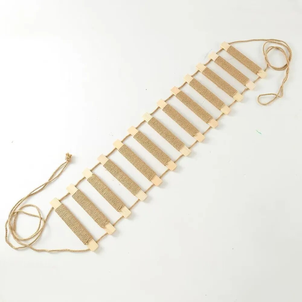 Кошачья лестница на стену из дерева и джута, компактная и безопасная игровая дорожка для активных котов и кошек, легко крепится, украшает интерьер