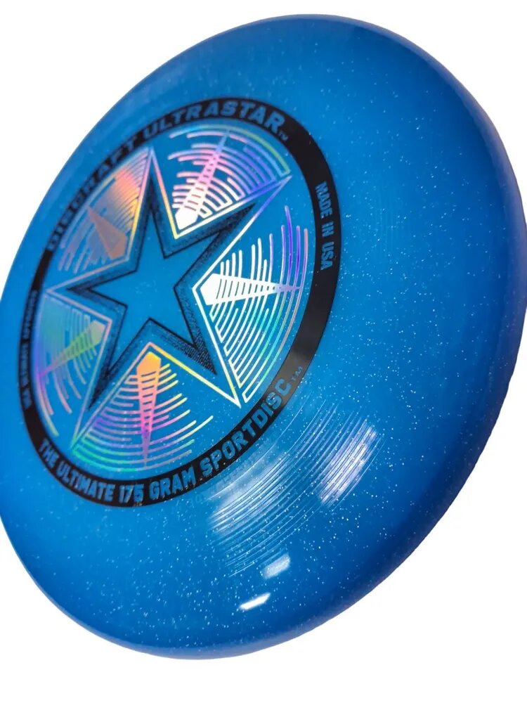 Фрисби Discraft Ultra-Star синий искрящийся 175 гр. Диск для игры на улице и дома. — фото 1