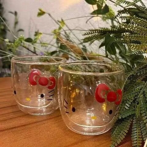 Кружка Hello Kitty 150 мл стеклянная двойные стенки для напитков прозрачная с рисунком — фото 1