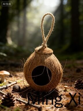 Гнездо для попугая из натурального кокоса с подстилкой диаметр 10 см экологичный домик для питомцев