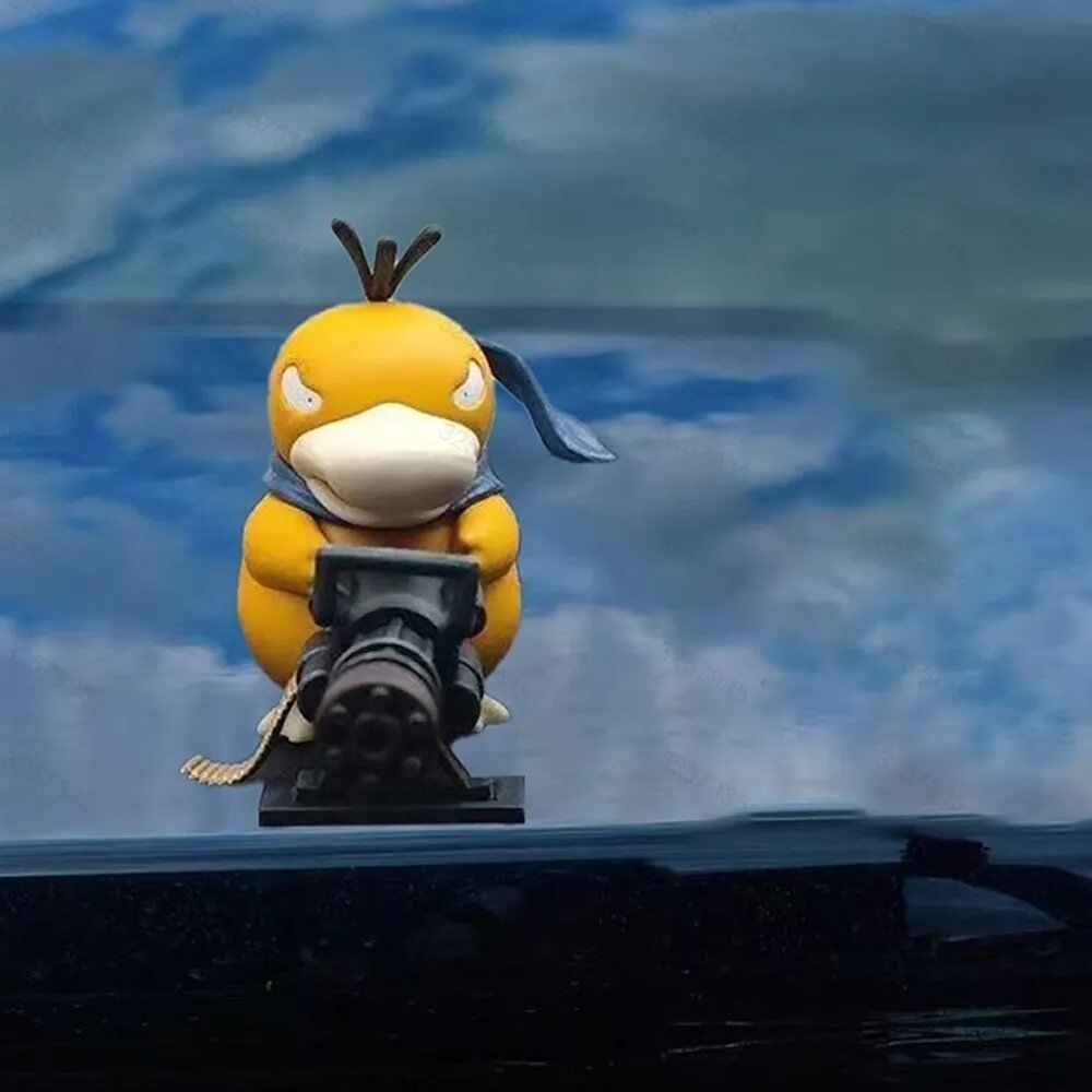 Фигурка декоративная утка Psyduck, высота 9 см, длина 9 см на подставке