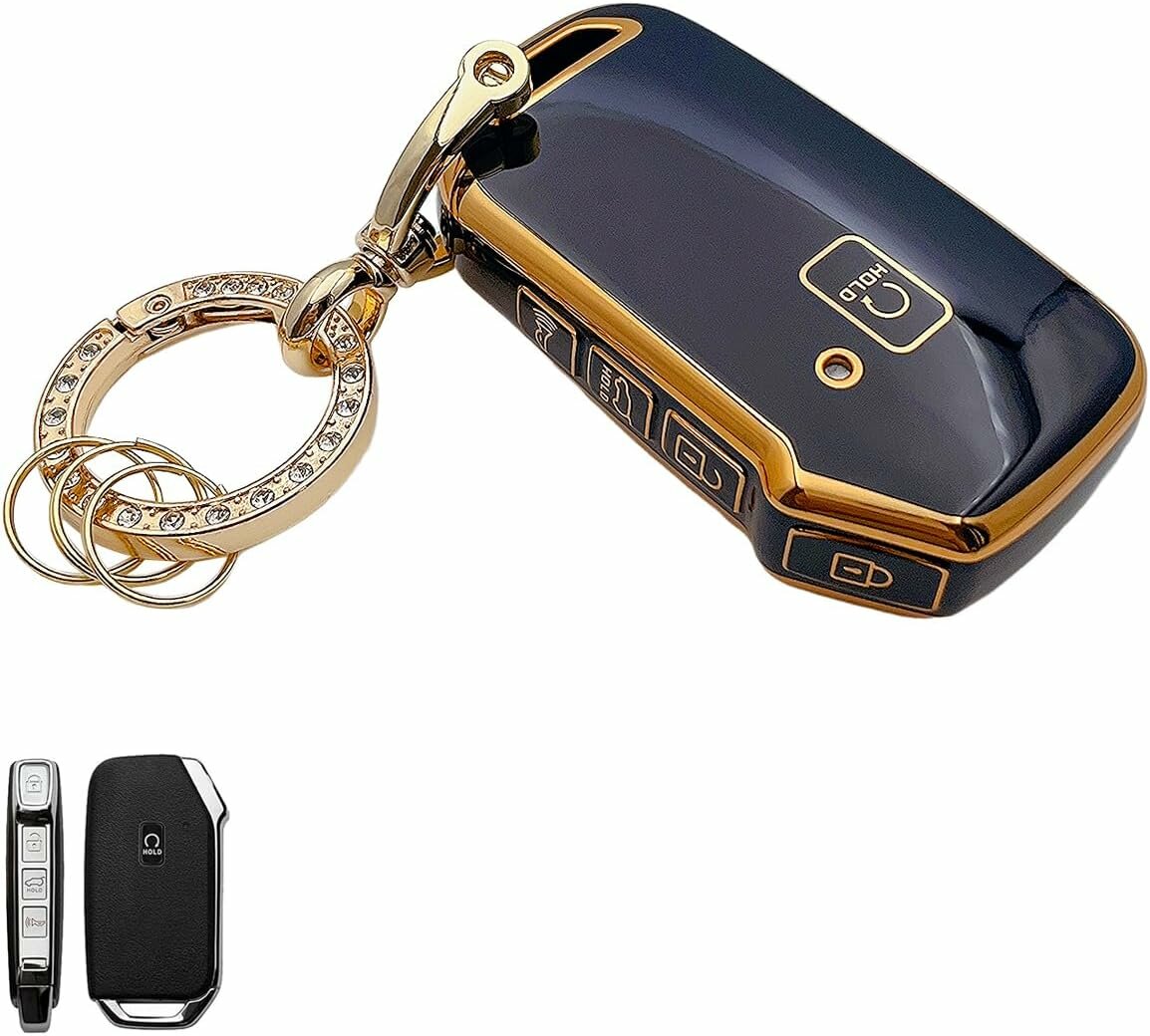 Чехол-брелок для Kia с брелком, черный мягкий защитный чехол из ТПУ для Telluride 2023 2024, 5 кнопок, умный дистанционн