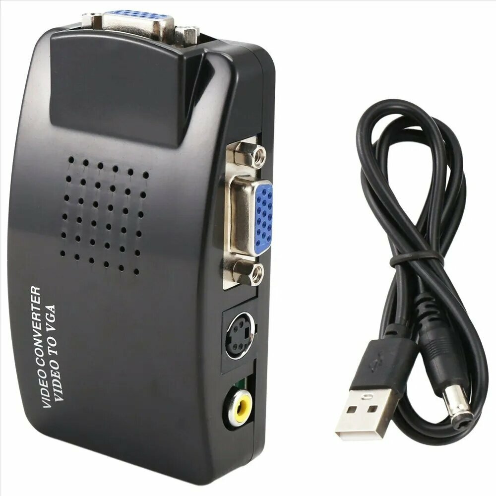 Адаптер AV в VGA, преобразователь RCA VGA, коммутационная коробка для ПК-композита
