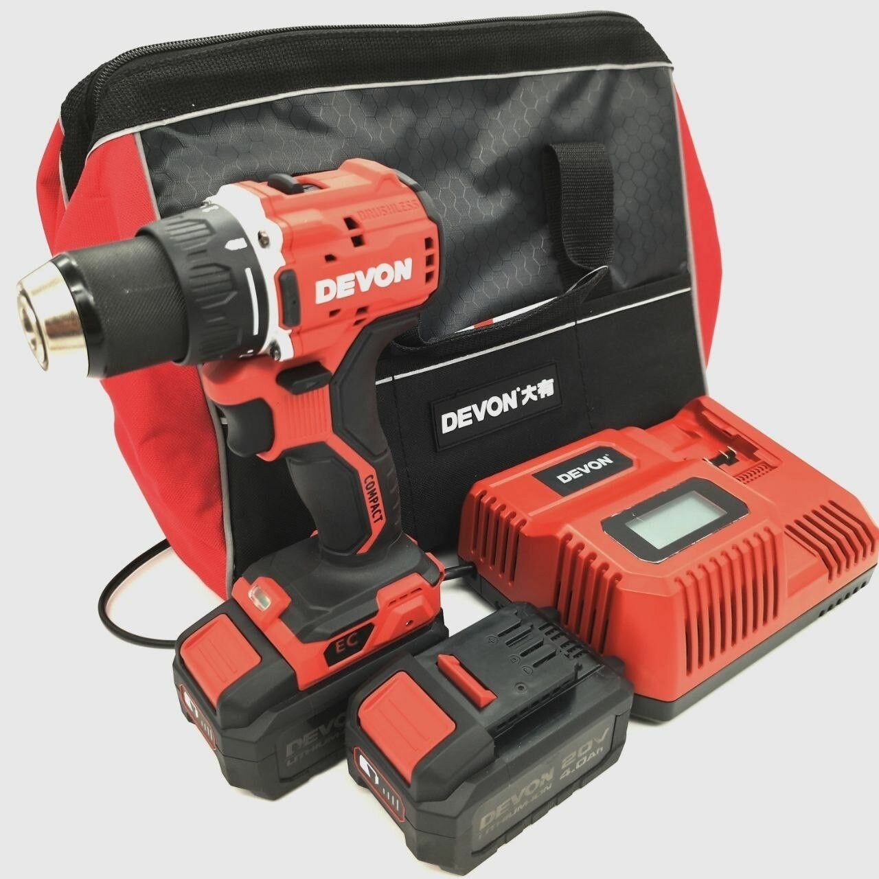 Аккумуляторный шуруповерт DEVON, 2 АКБ 4 Ач, ЗУ, сумка, 5203-Li-20-SET