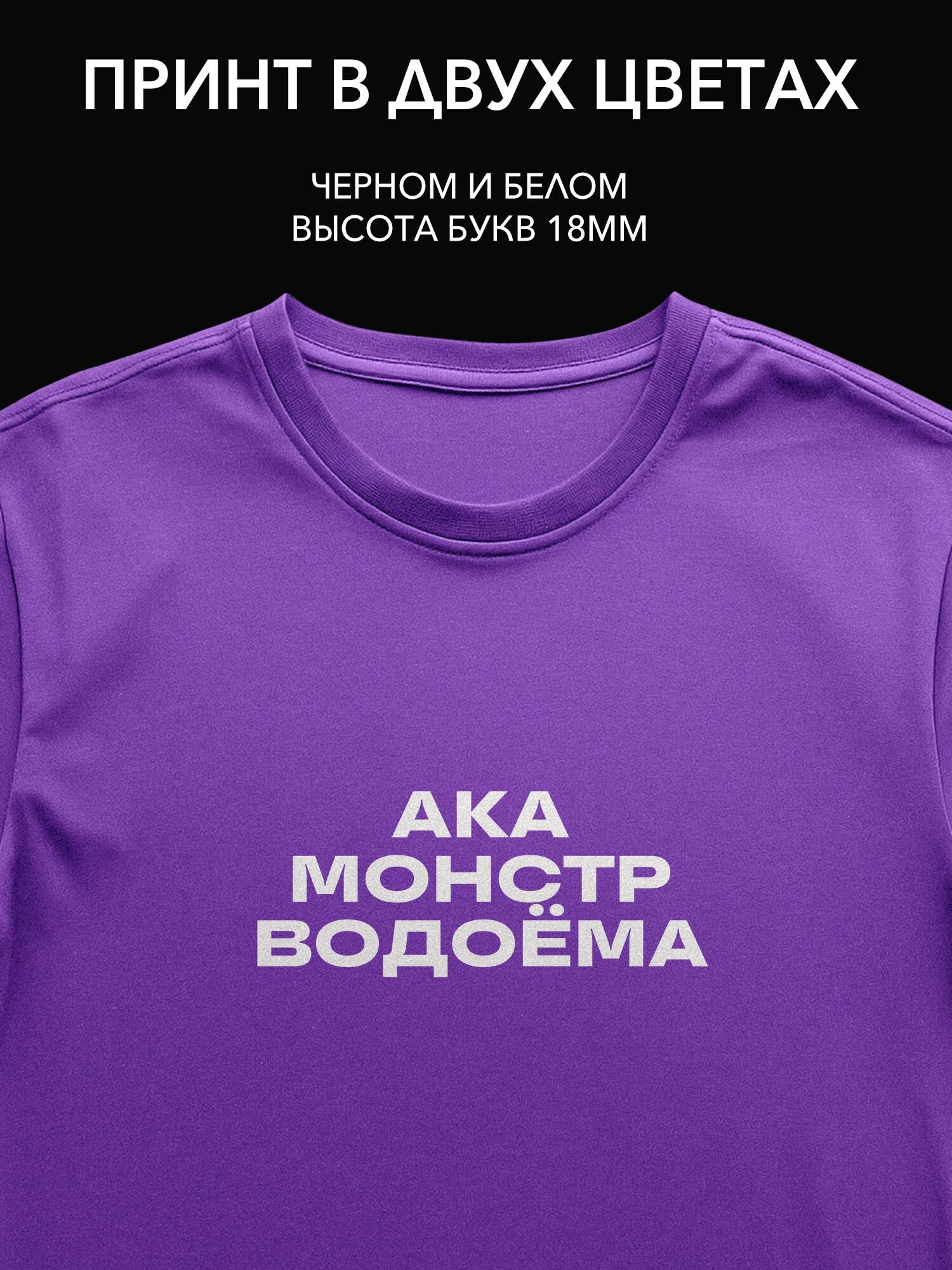 Термопринт надпись "aka монстр водоёма" на футболке для рыбалки стильный принт для любителей активного отдыха на природе.