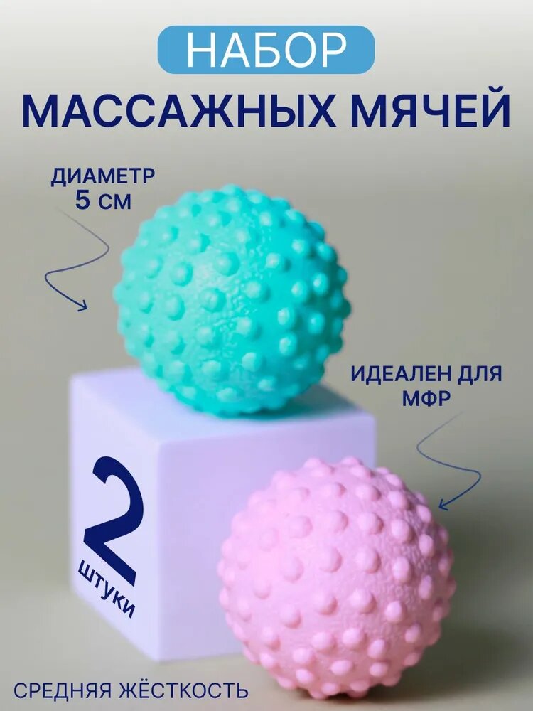 Мяч массажный с шипами для МФР / шар для массажа и стирки 2 штуки