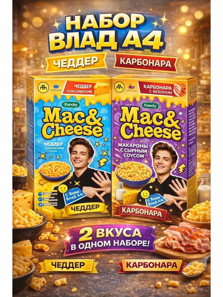 Набор 2 вкуса макарон Влад А4 Mac&Cheese по 143 гр