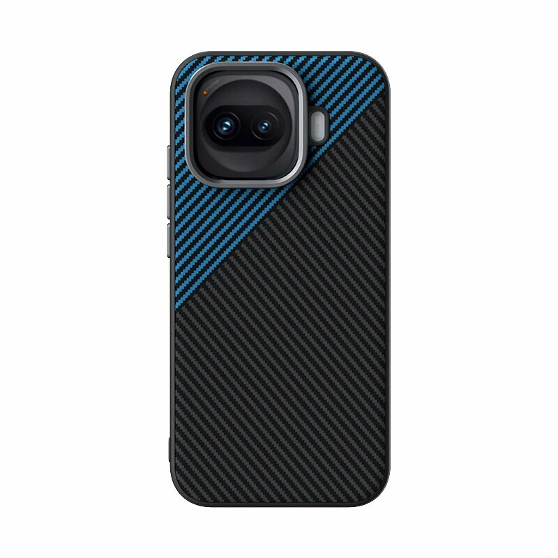 Чехол Vivo iQOO 15R, Black Blue, углеродное волокно