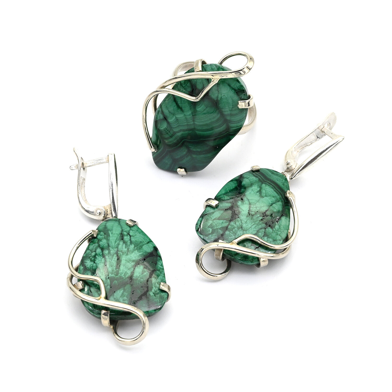 Комплект бижутерии, малахит