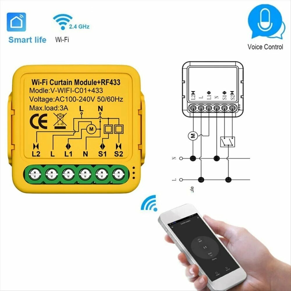 Управление Модулем Переключателя штор Tuya Smart WiFi RF433