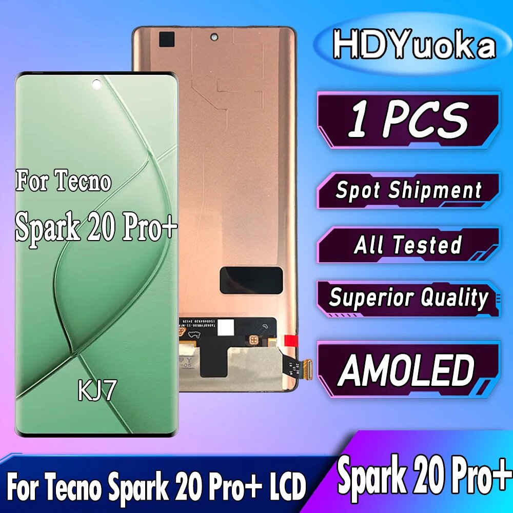 6,78 "Super AMOLED для Tecno Spark 20 Pro + ЖК-дисплей KJ7, сменный сенсорный экран AMOLED No Frame