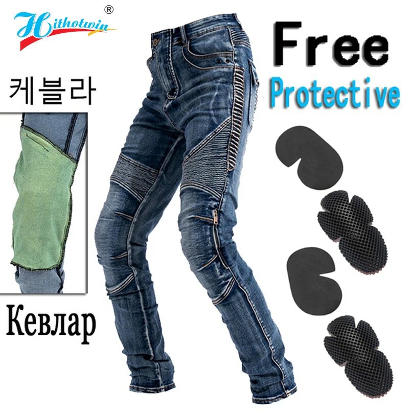 Мужские и женские мотоджинсы из арамида, черные и синие, для езды на 5XL, F-03 Slim Blue C