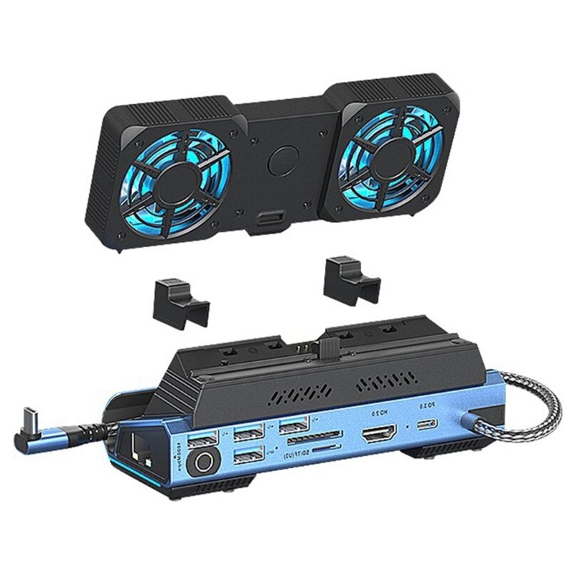 Usb-концентратор Док-Станция для Консоли Type-C Dock PD 3.0 4K @ 60Hz Кардридер Многопортовый Адаптер с Охлаждающим Вентилятором