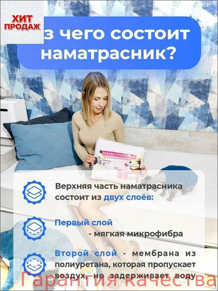 Наматрасник 100х190, до 25 см по бокам, на резинке, защита, чехол для матраса