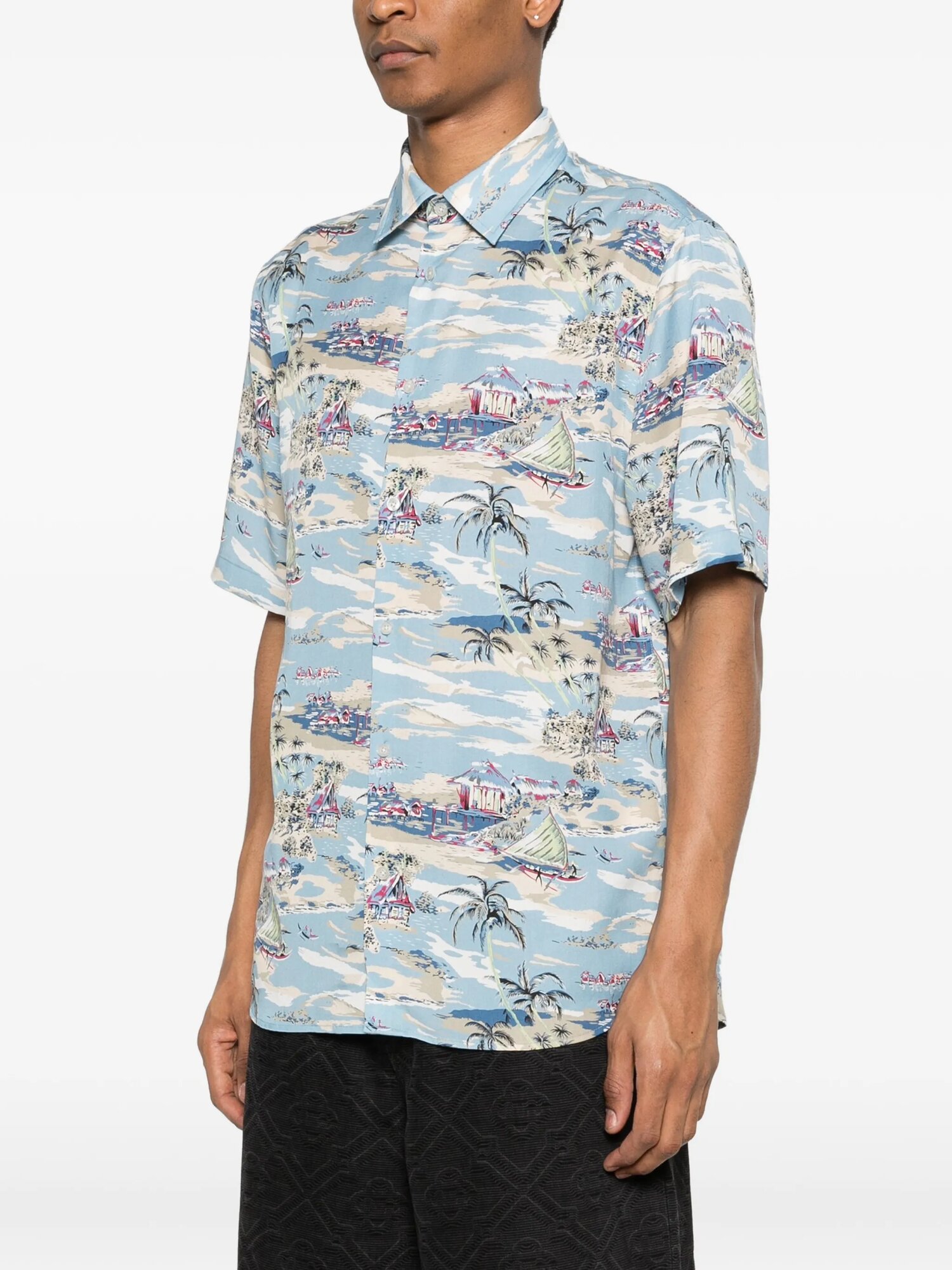 Рубашка 7 For All Mankind Patterned short sleeve shirt, размер M, blue — фото 1