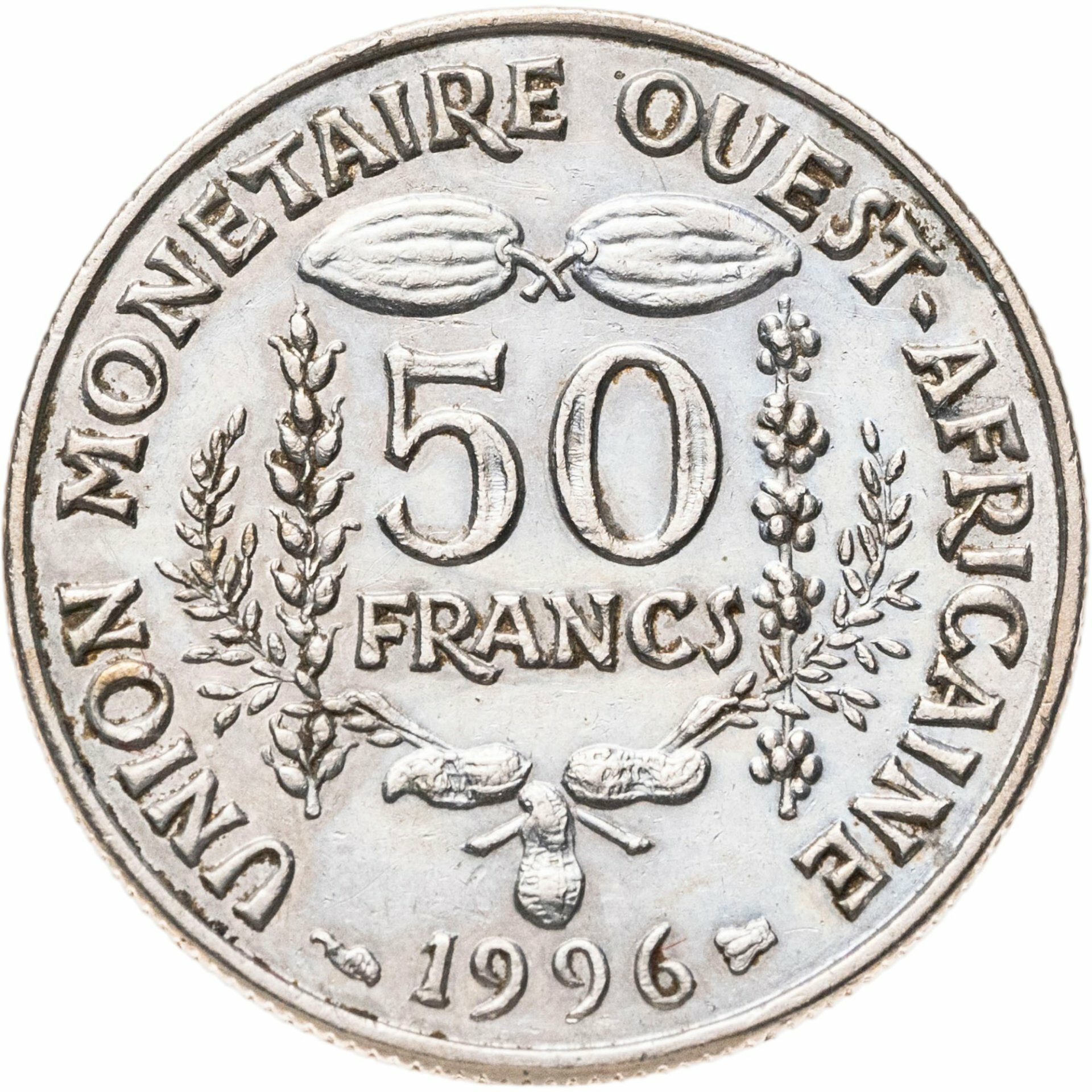 Западная Африка BCEAO 50 франков francs 1996, Мельхиор медь-никель, в сохранности XF