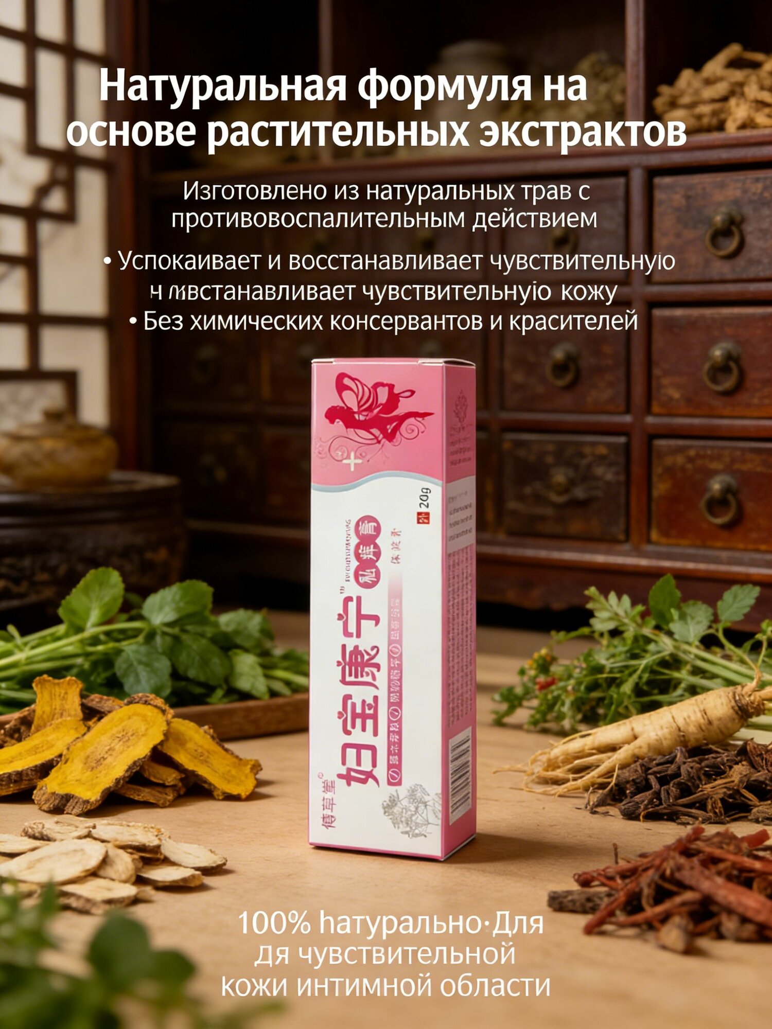 Интимный крем от зуда, Для снятия зуда в интимных зонах, Устраняет многие виды бактерий, запахи,20 г