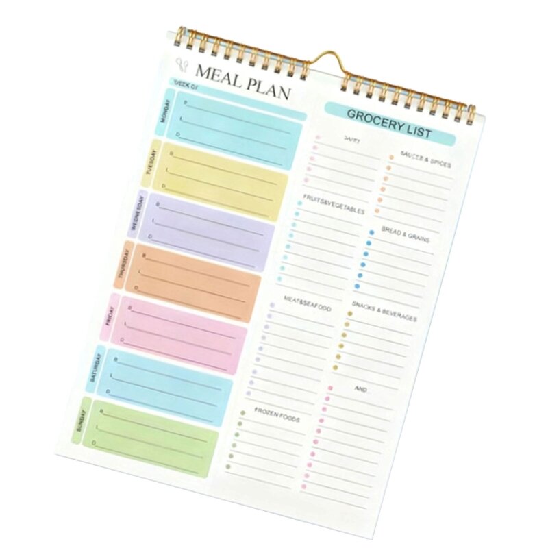 Магнитный Блокнот для Еженедельного Планирования питания в Двухпроводном Переплете, Журнал Отслеживания Рациона на 52 Листах Для Постановки Еженедельных Целей