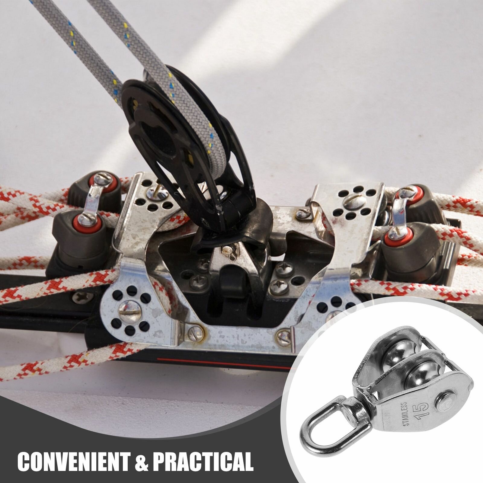 Двойной морской блок из нержавеющей стали 304 для подъёма канатов и рыболовных сетей