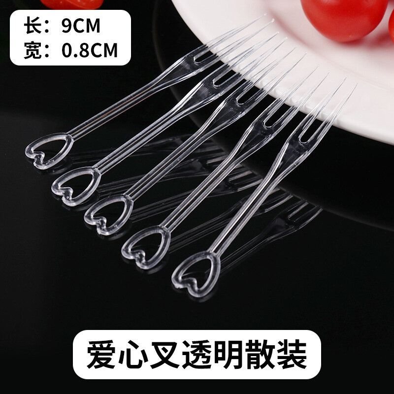 Одноразовая фруктовая вилка Отдельная упаковка Цветная маленькая вилка Десертный салат Фруктовые палочки Прозрачная