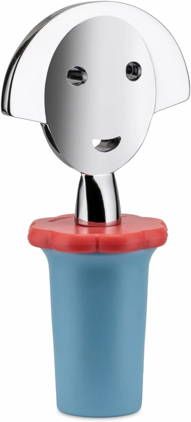 Пробка для бутылок- Alessi AZ Anna Stop 2- 13,9 см x 5 см x 8 см, цвет синий с красным, AAM06