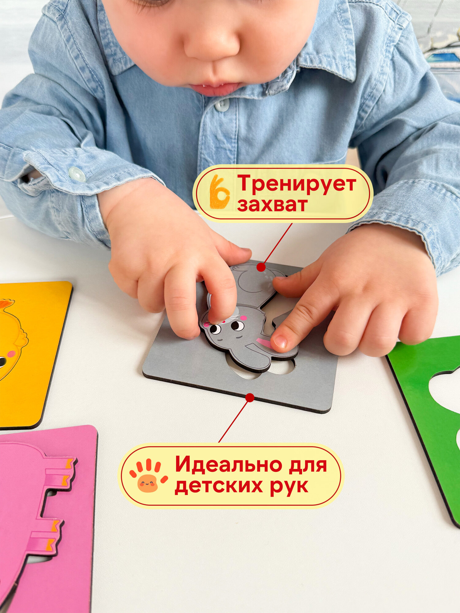 Сортер для малышей досочки Сегена Животные, развивающие игрушки от 1 года Радуга Кидс — фото 1
