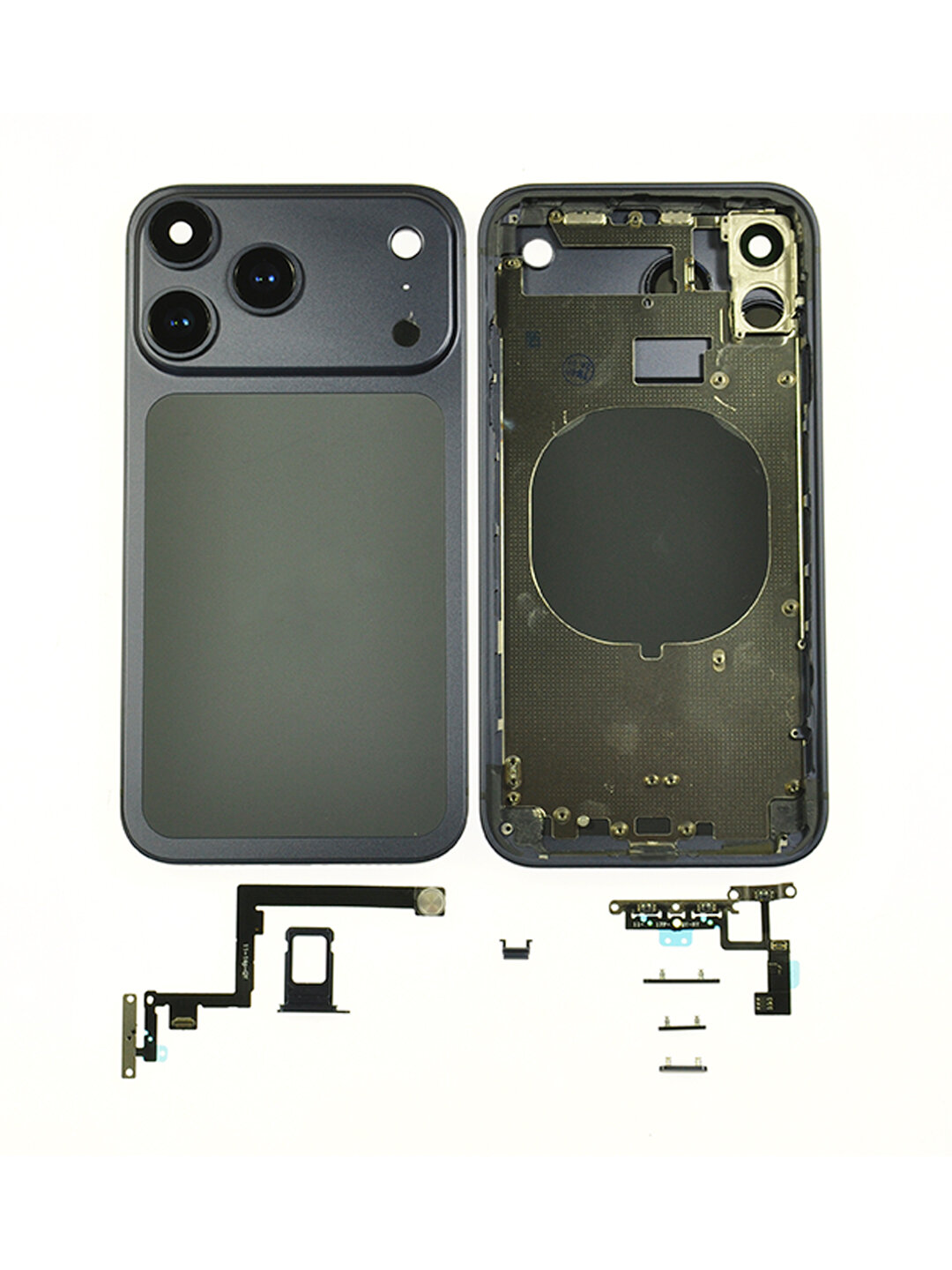 Корпус для iPhone 11 в виде iphone 17 Pro+шлейф кнопок вкл/громкости+держатель сим синий (Deep Blue)