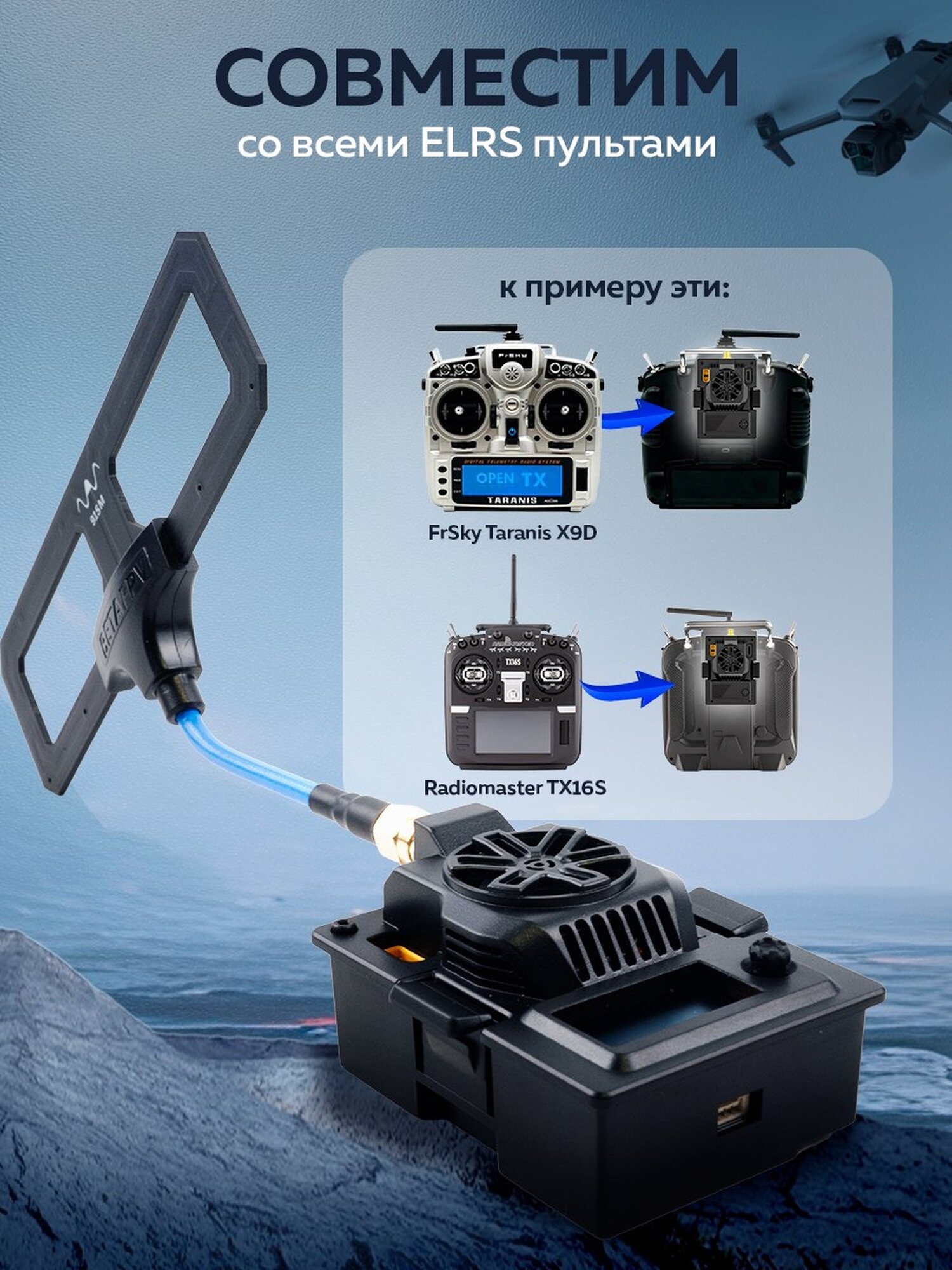 Передатчик ELRS Micro TX Module, ISM 2,4 ГГц, FCC/CE цвет черный, 1шт. — фото 1