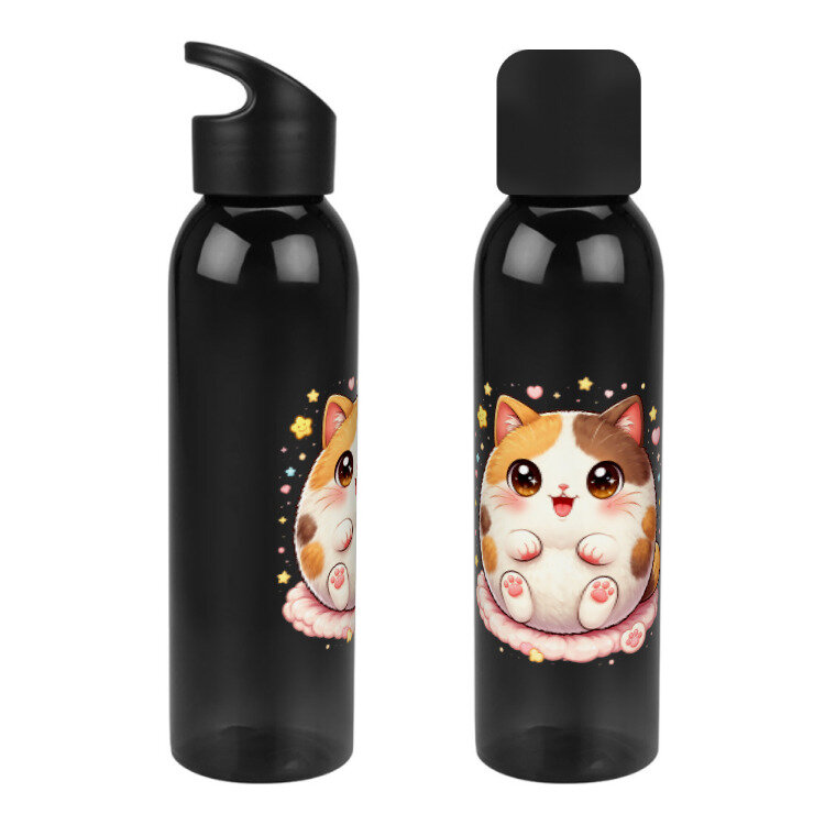 Бутылка для воды «Котик милый с маленькими лапками» (черный)