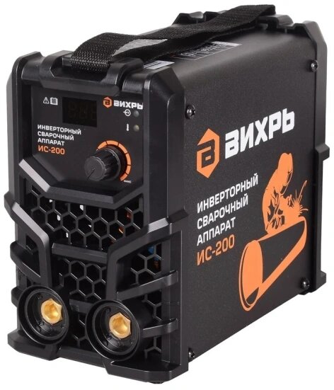Сварочный аппарат инверторный Вихрь ИС-200, 15-200А, регулировка силы тока, дисплей, металлический корпус, 2.5кг