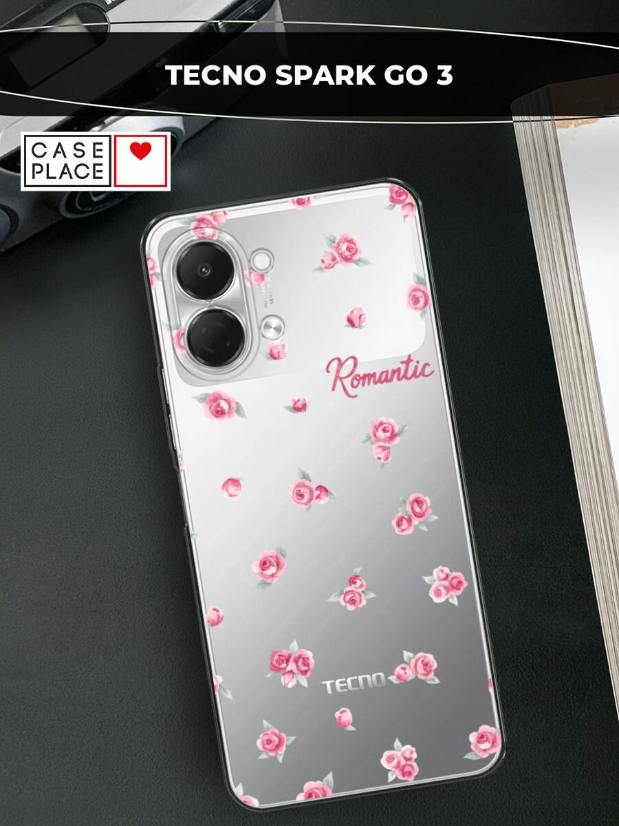 Чехол на Tecno Spark Go 3 / Текно Спарк Го 3 с принтом Romantic 2, прозрачный