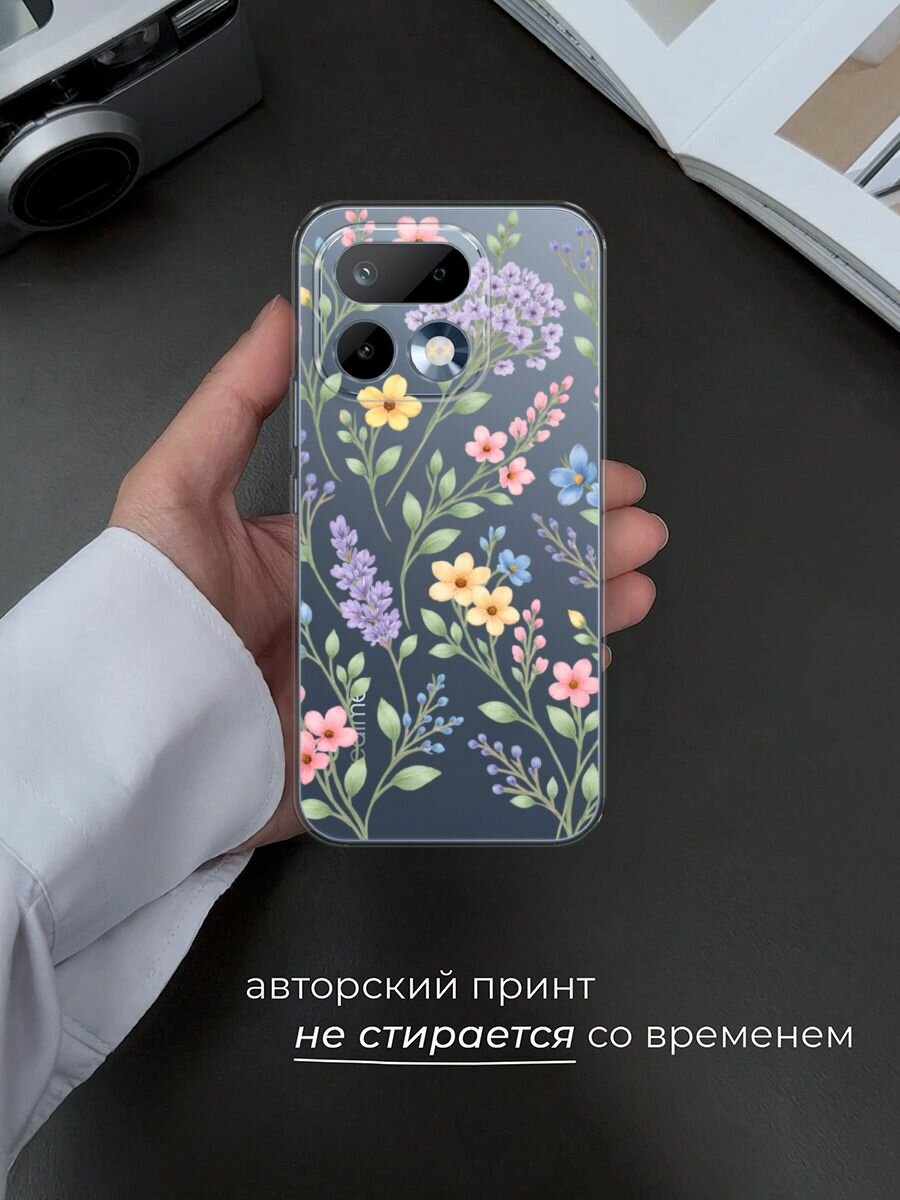 Чехол на Realme 16 Pro / Реалме 16 Про с принтом Весенние цветения, прозрачный — фото 1