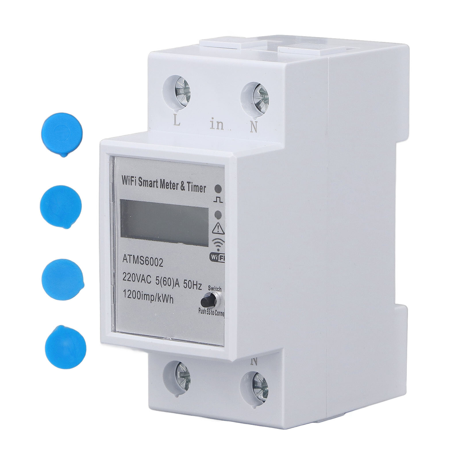 WiFi счетчик энергии 2P AC220V с реле, однофазный, для DIN-рейки