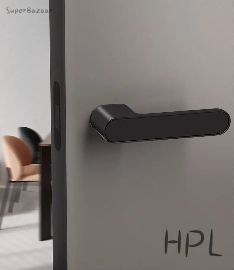Ручка для двери HPL Черный с овальной розеткой для межкомнатных дверей Zamak — фото 1