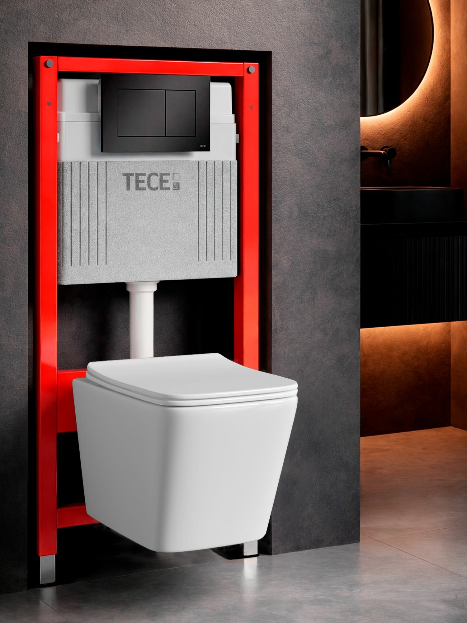 Инсталляция с унитазом комплект: унитаз подвесной Helmken 35120001, безободковый, сиденье с микролифтом из дюропласта, инсталляция TECE, шумоизоляция, кнопка смыва