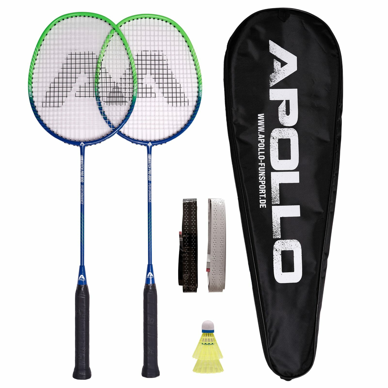 DECATHLON набор ракеток для бадминтона Apollo Match Pro 800, зеленый/синий, 2 ракетки, 2 волана, сумка, вес 2000 г