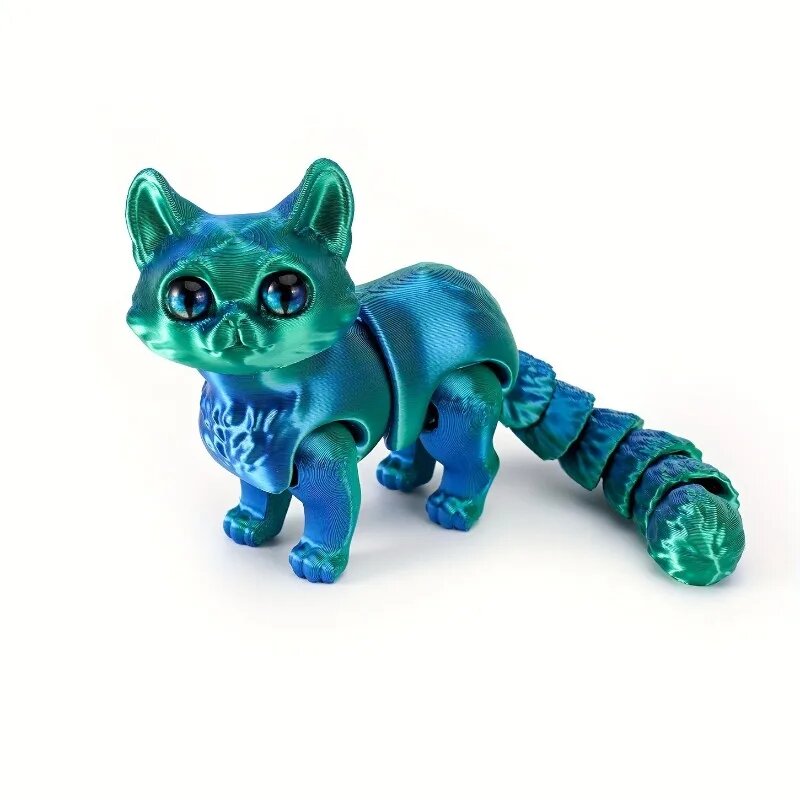 Фигурка кота 3D, green blue
