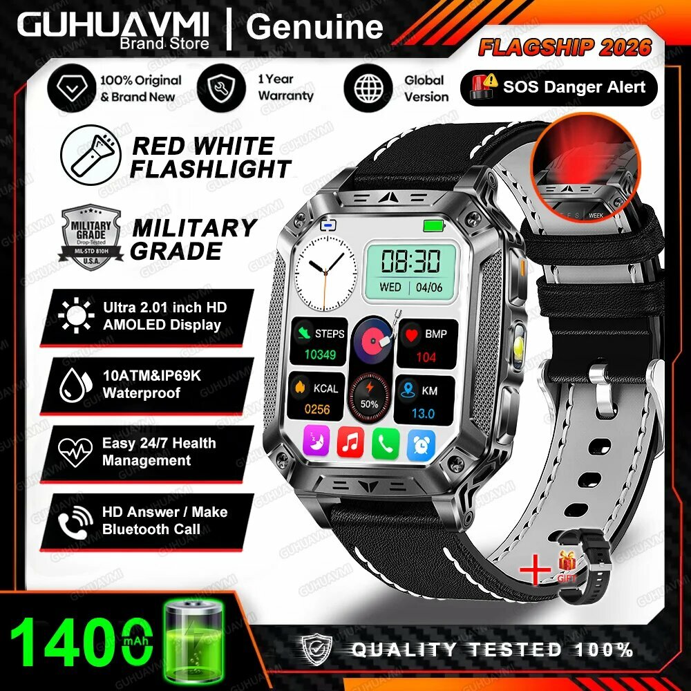 Smart Watch 2026 Military Edition, черный, Starlight Leather