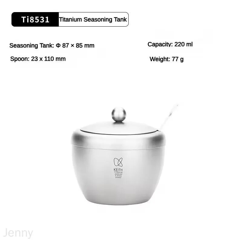 Баночка для специй титановая Keith Titanium Ti8531, 220 мл, для приправ