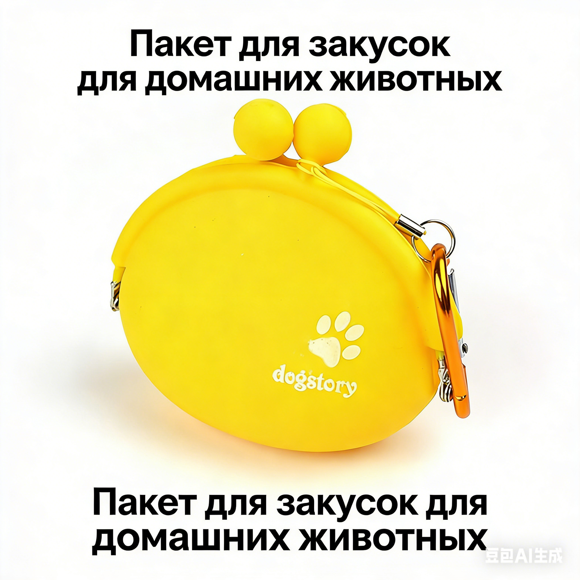 Пакет для закусок для домашних животных, силиконовый материал, высота 9 см, желтый