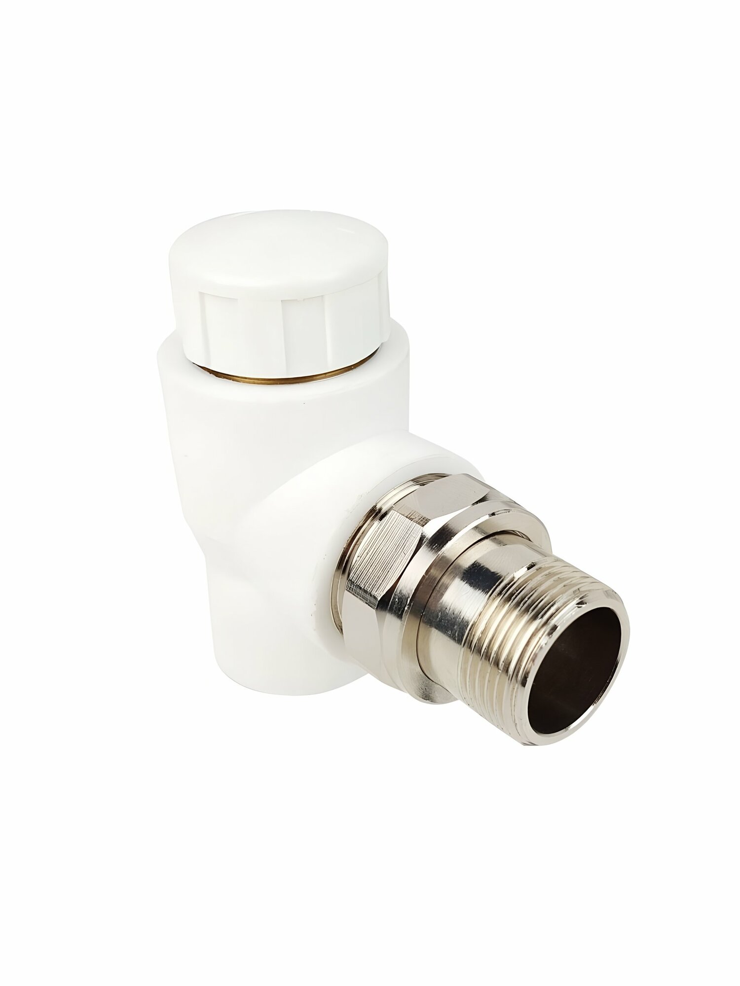 Клапан для радиатора термостатический угловой, полипропилен, d20х1/2", белый, РосТурПласт