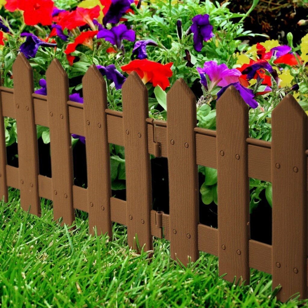 Забор декоративный пластмасса, Мастер сад, Палисадник, 190 см, коричневый