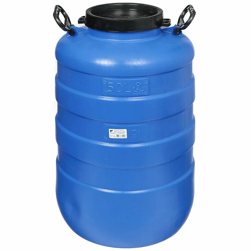 Бочка пластиковая, Радиан, 50 л, пищевая, круглая, с ручками, повышенной прочности, в ассортименте
